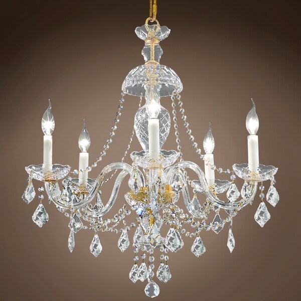 Joshua Marshal Victorian Design 5 Lght 25 Gold Chandelier w/Clear Swarovski Crystals" 701281-008 ...